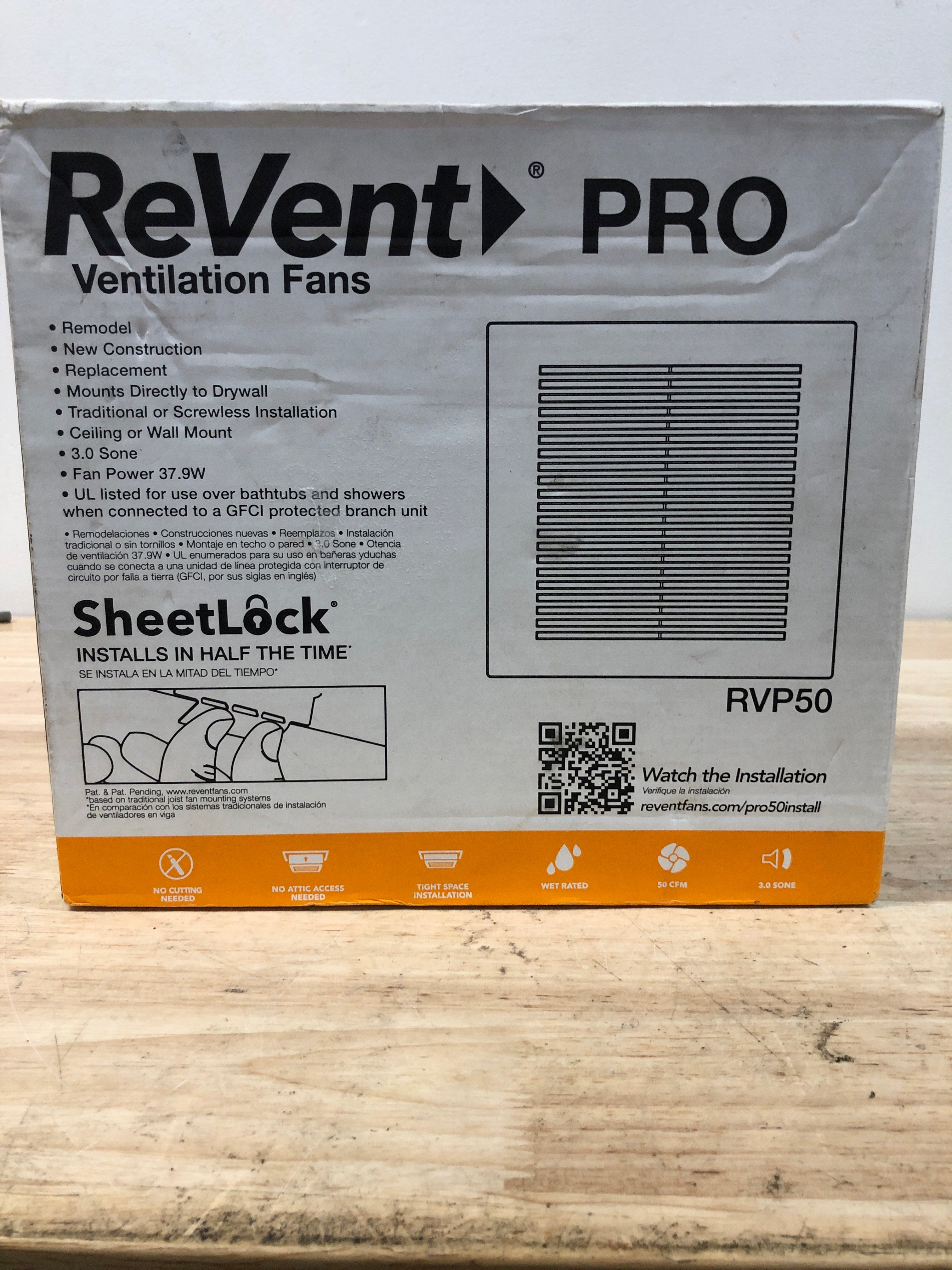 Revent RVP50ES 50 CFM Quick Install Professional Ceiling and Wall Moun